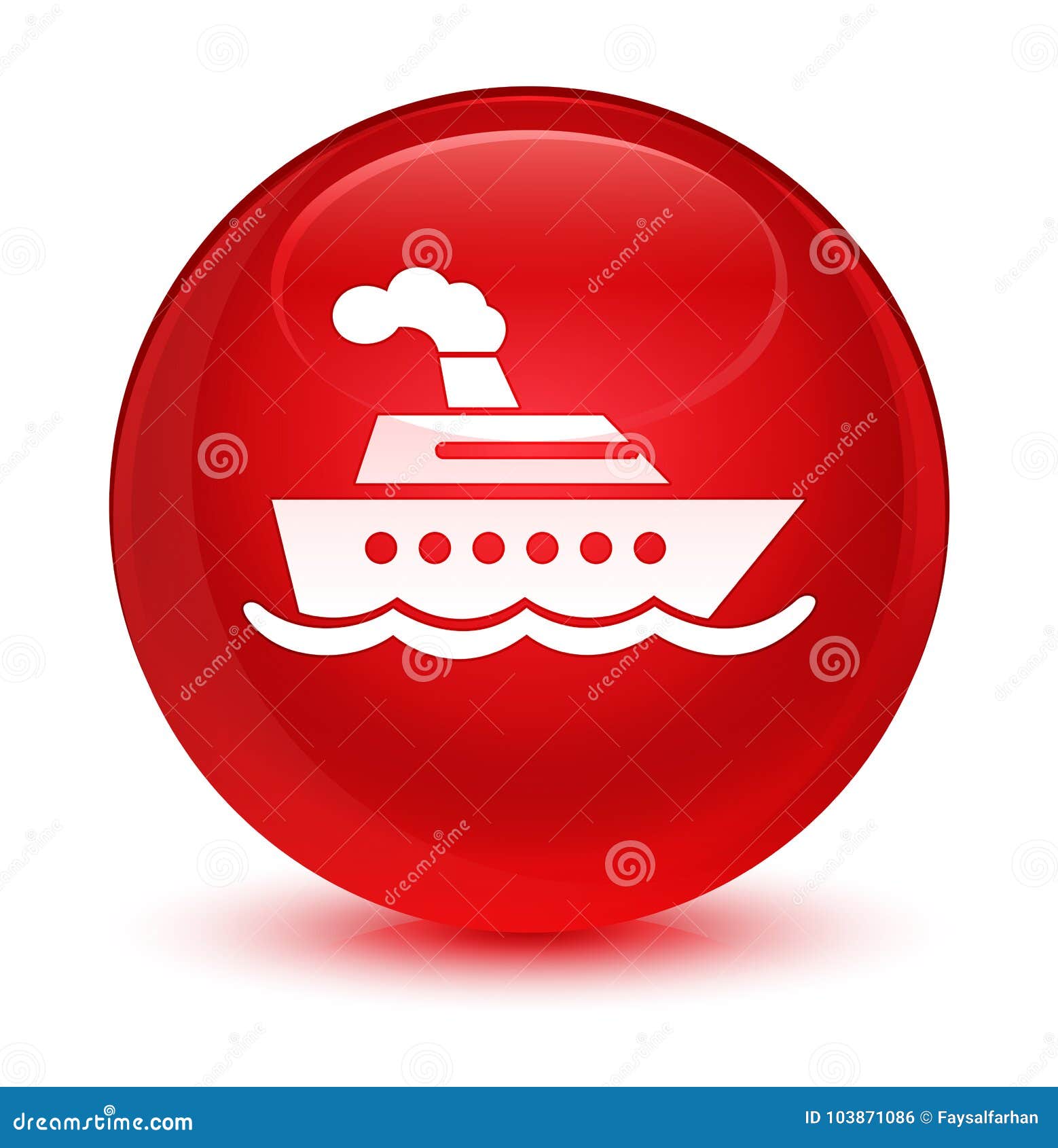 Cruise Ship Icon Glassy Red Round Button Stock Illustration ...
