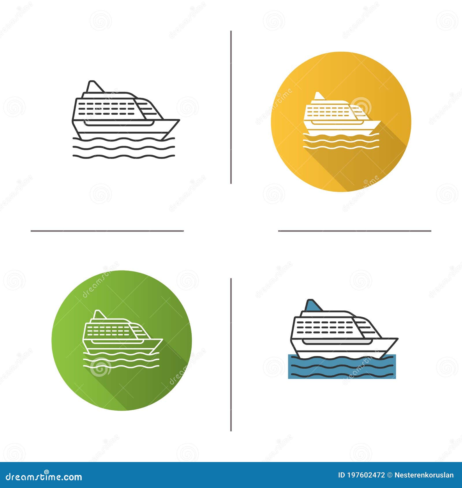 Cruise ship icon stock vector. Illustration of cargo - 197602472