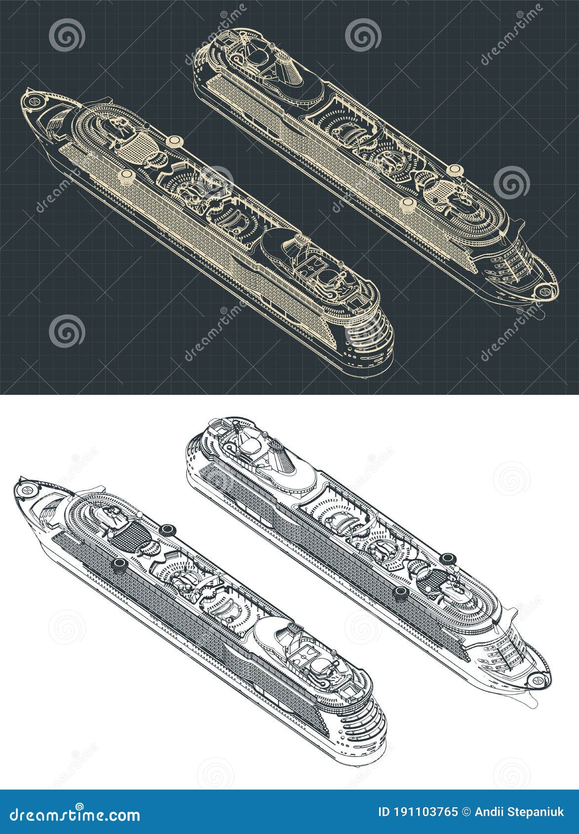 Cruise Ship Isometric Drawings Stock Vector - Illustration of nautical ...