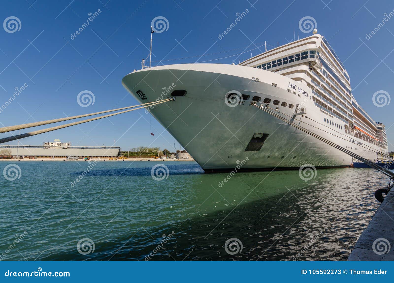 Cruise ship at jetty editorial stock photo. Image of safety - 105592273
