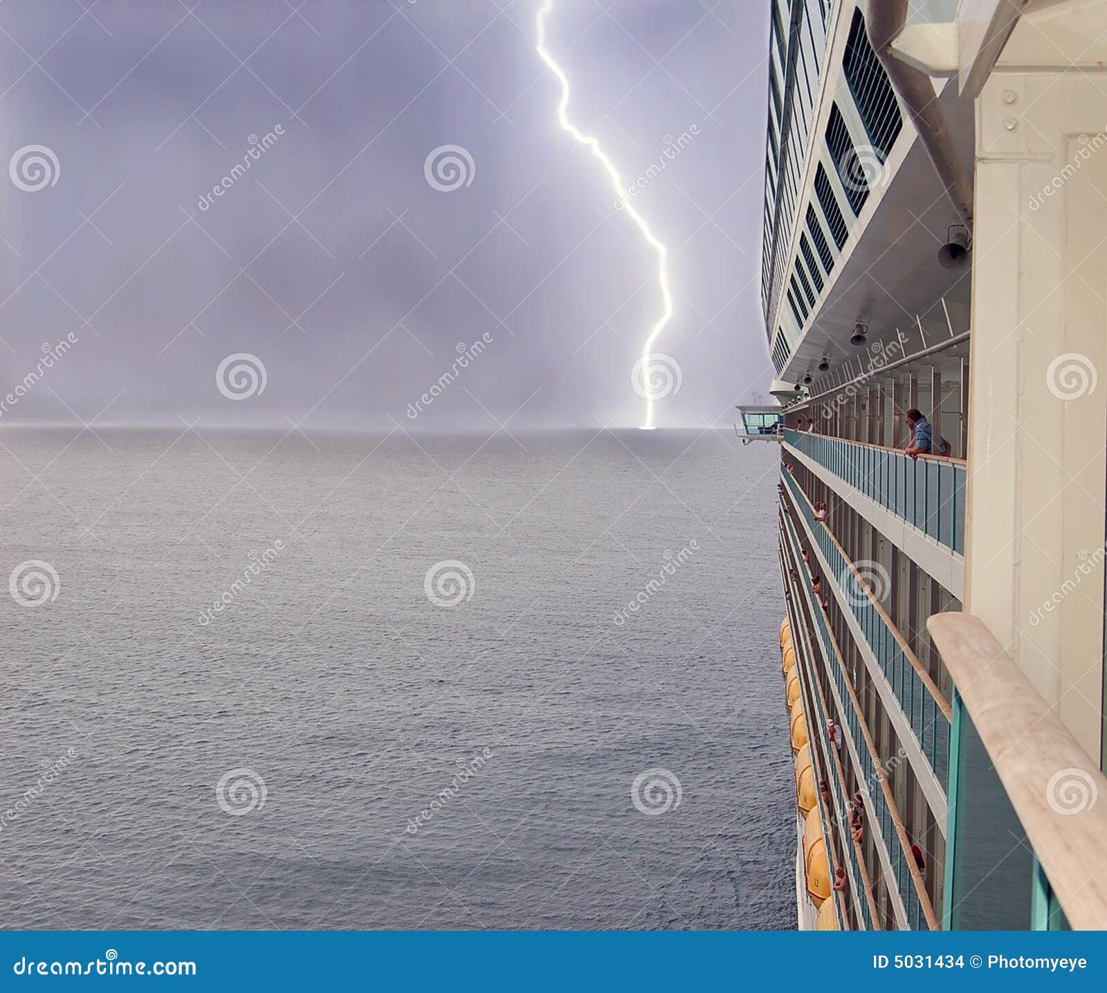 Cruise ship and lightning stock photo. Image of cruise - 5031434