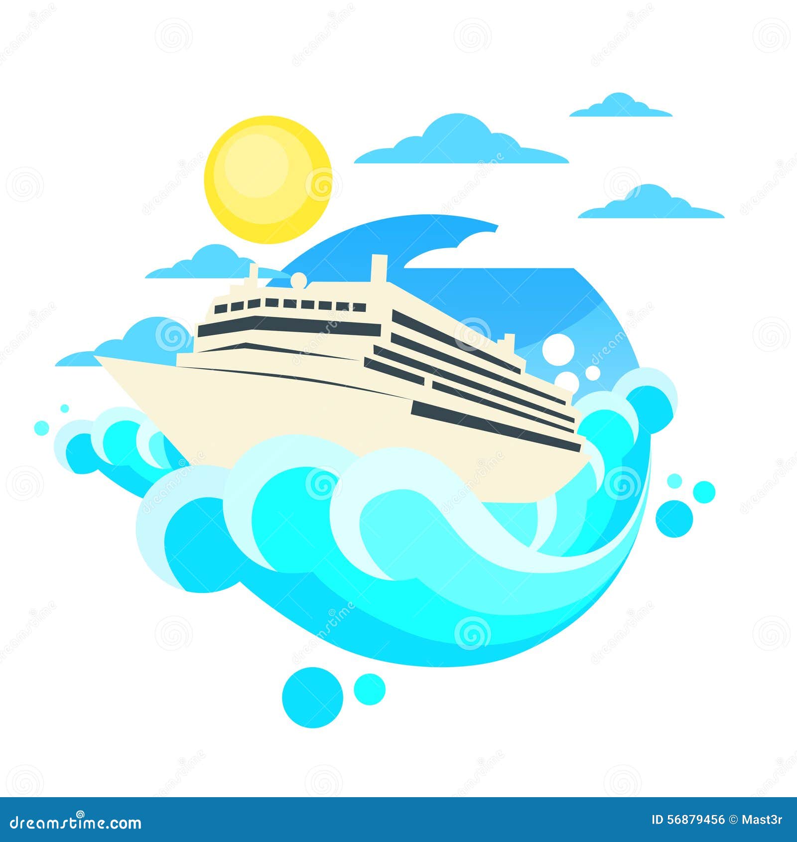 Cruise Ship Liner Summer Ocean Circle Logo Stock Vector - Illustration ...