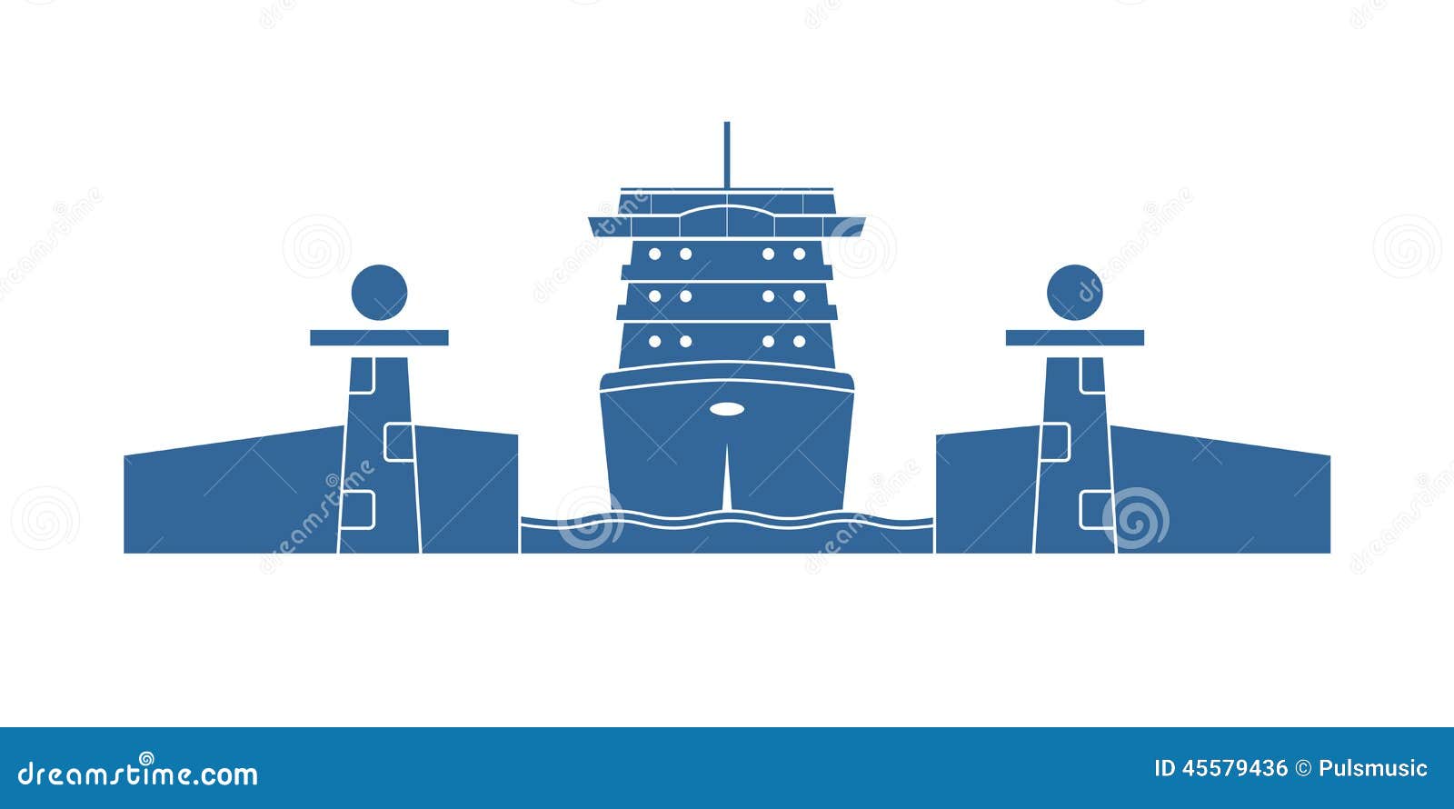 Cruise ship in a lock stock vector. Illustration of enter - 45579436