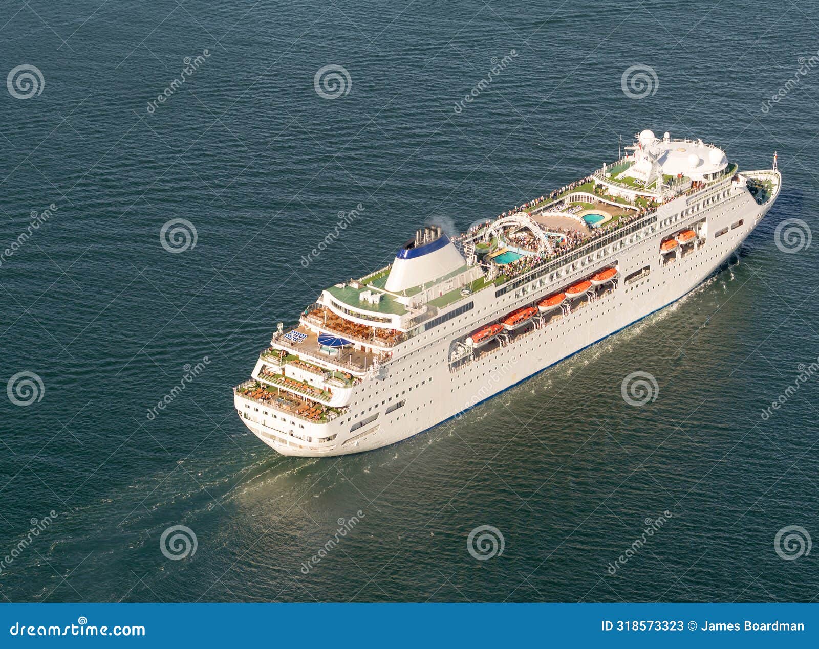 Cruise Ship Navigating in the Ocean Stock Image - Image of nature ...