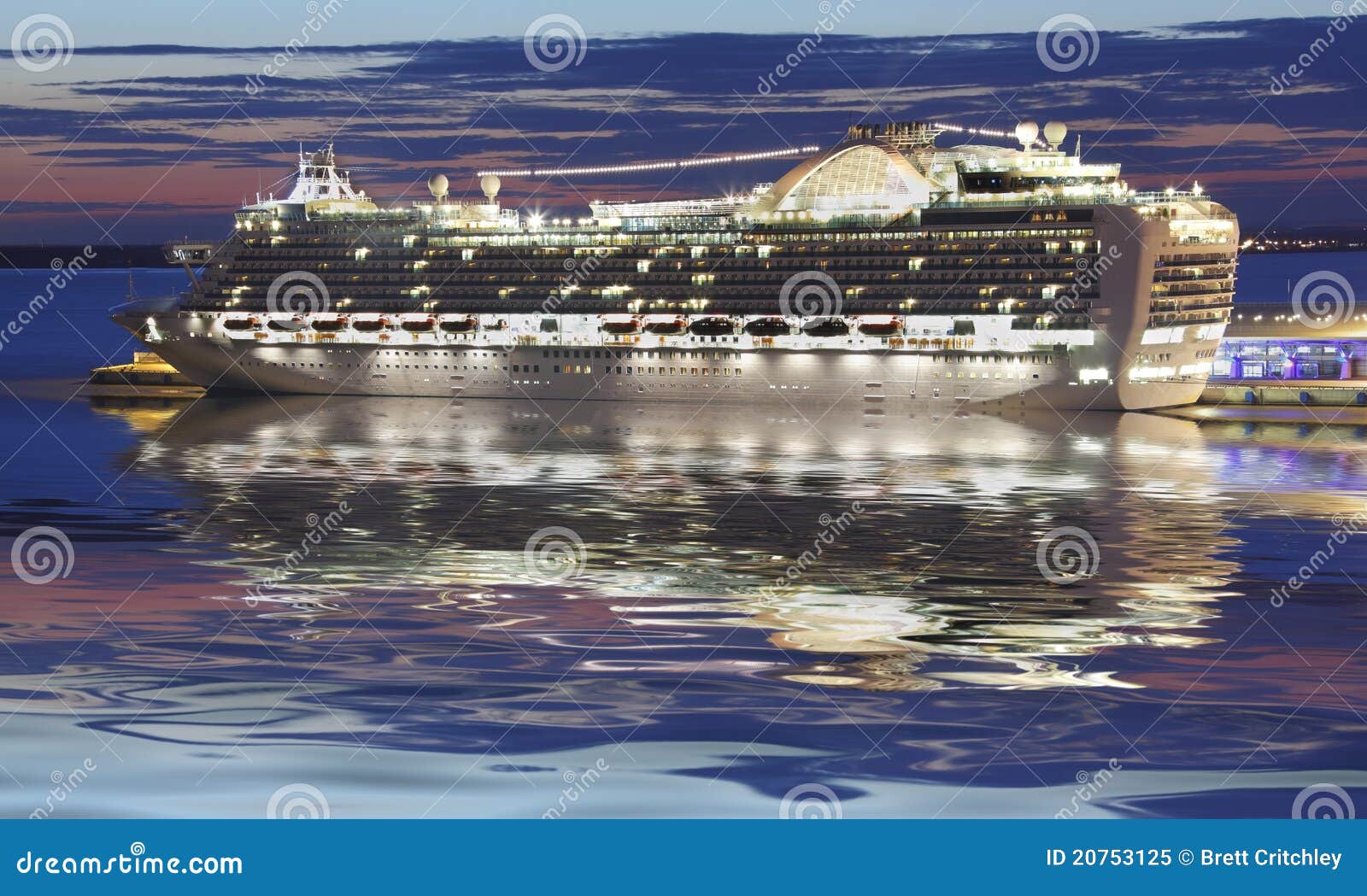 Cruise ship at night stock image. Image of reflecting - 20753125