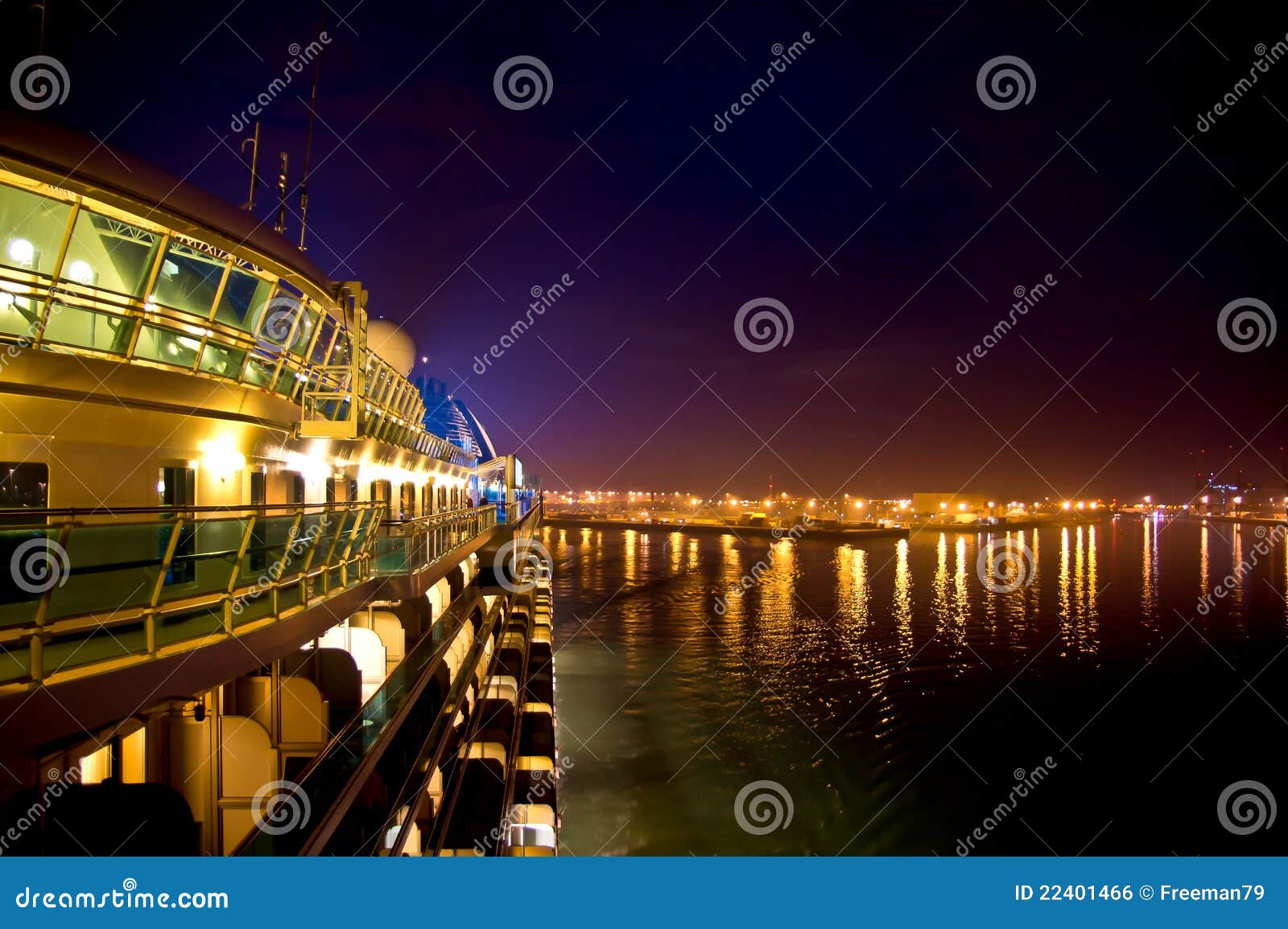 Cruise ship at night stock photo. Image of waves, port - 22401466