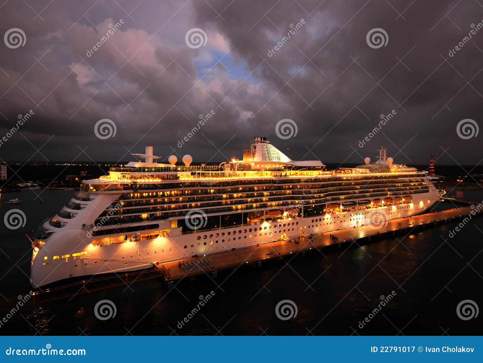 Cruise ship at night stock image. Image of illuminated - 22791017