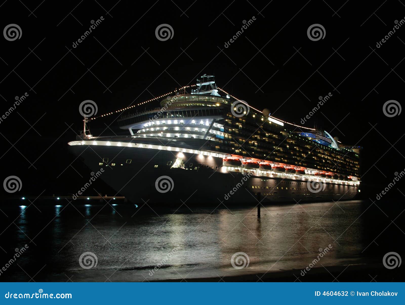 Cruise ship at night stock photo. Image of pier, cruise - 4604632