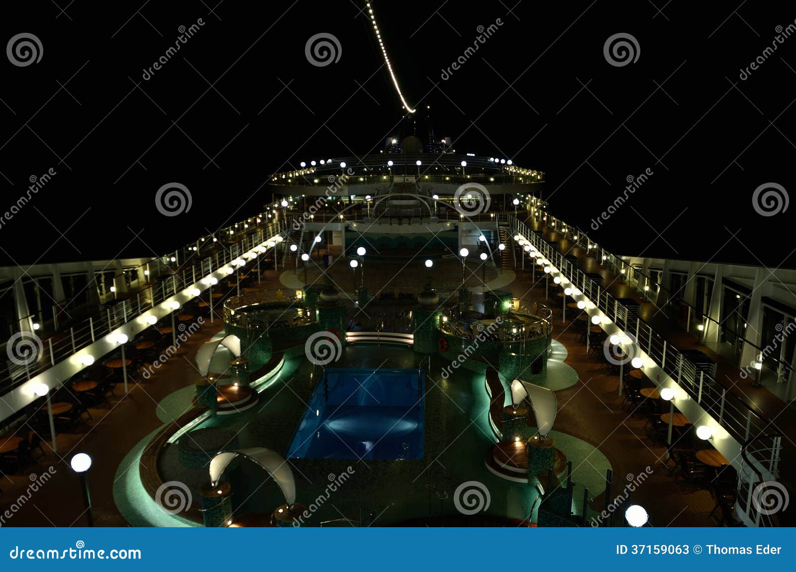 Cruise Ship at Night with Lighting Stock Image - Image of power, cruise ...