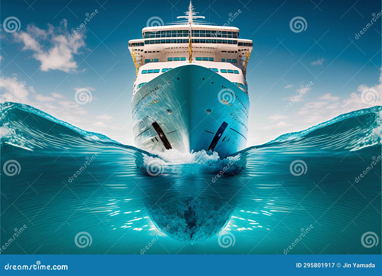 Cruise Ship in the Ocean. 3D Rendering and Illustration Stock ...