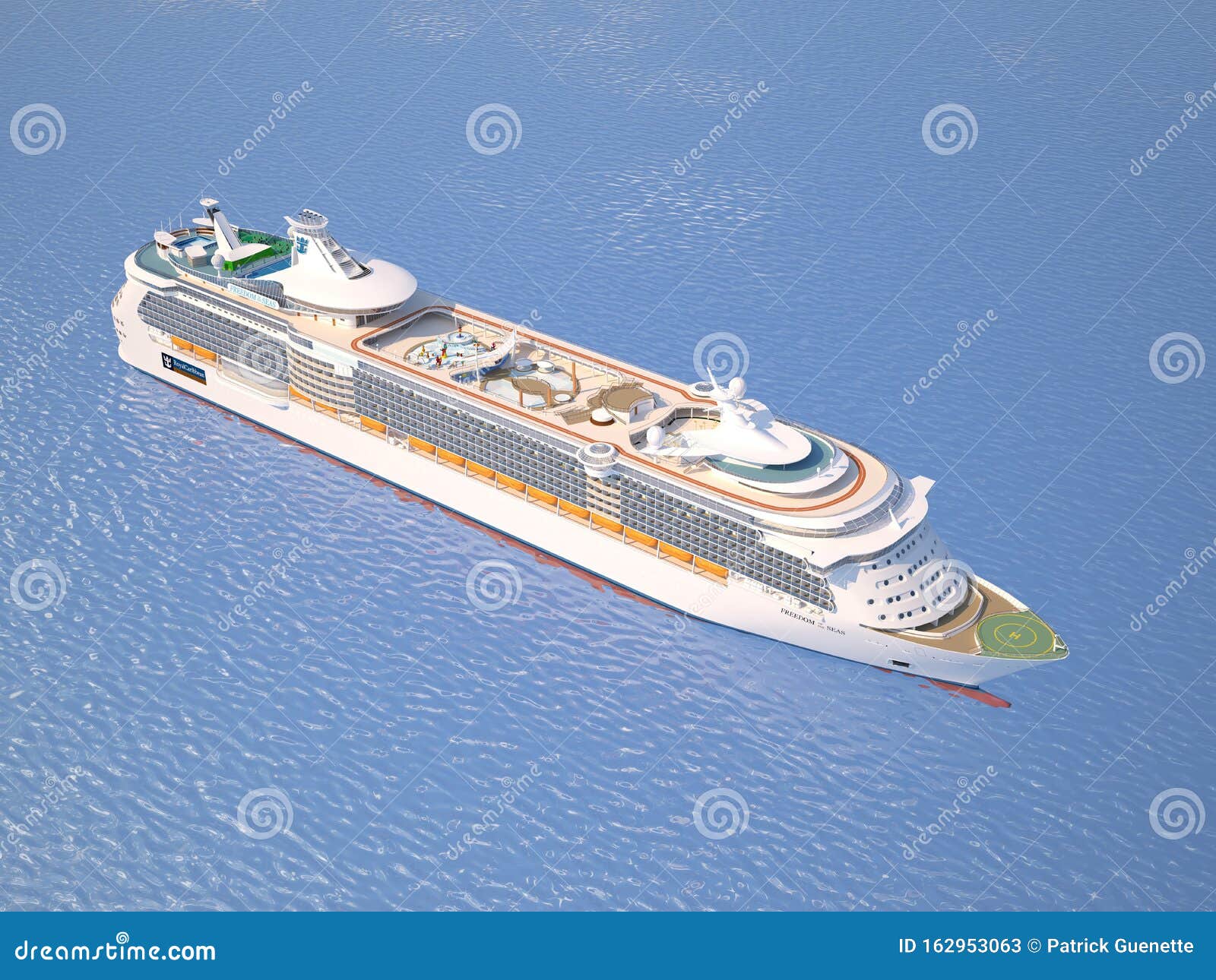 Cruise Ship on the Ocean Top Perspective View Stock Illustration ...