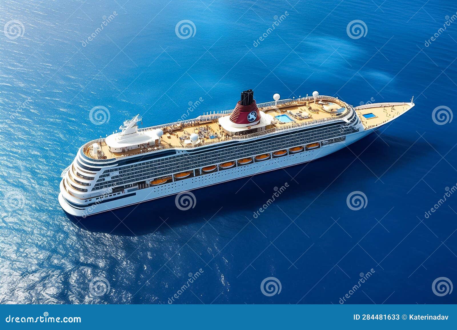 Cruise Ship in the Open Ocean. Top View. Generative AI Stock ...