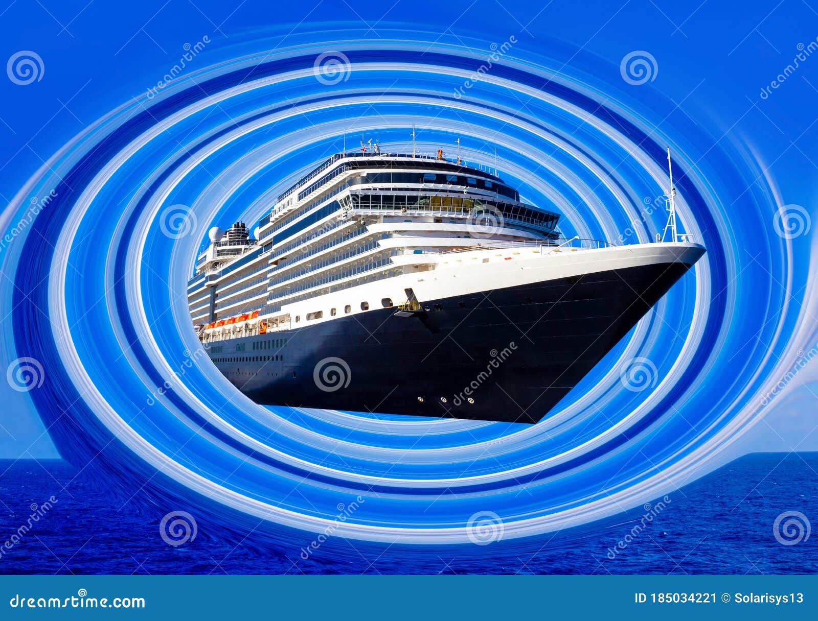 Cruise Ship in Open Water Side View Stock Image - Image of boat ...