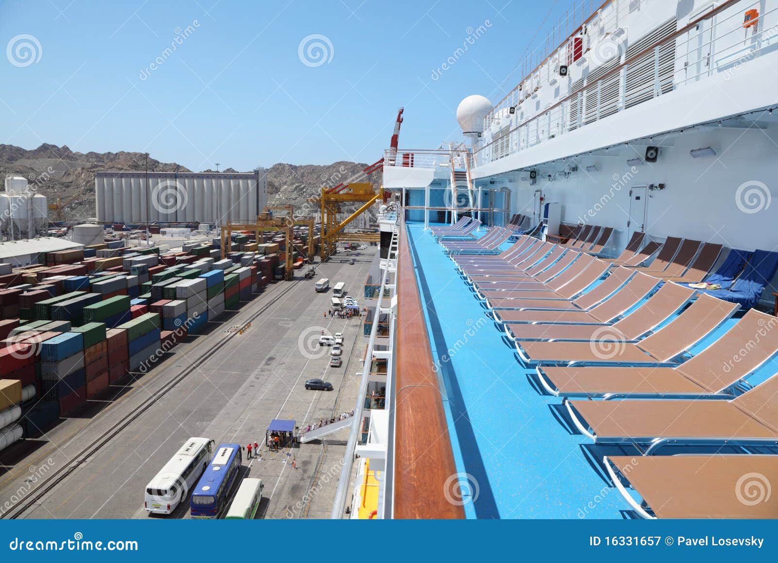 Cruise Ship in Port in Right Side of Image Stock Image - Image of ...
