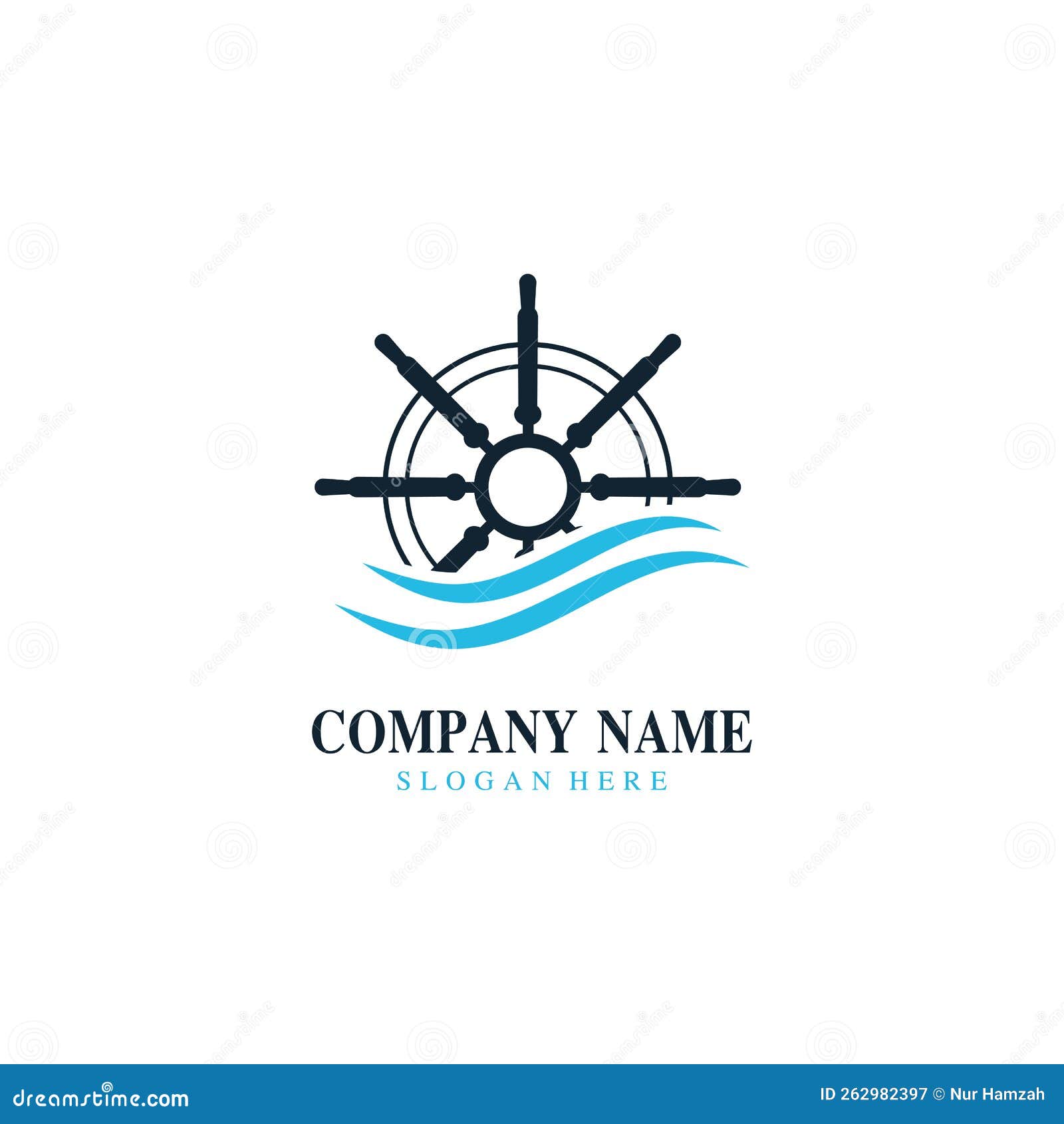 Cruise Ship Rudder Template Logo Design with Ocean Waves Stock Vector ...