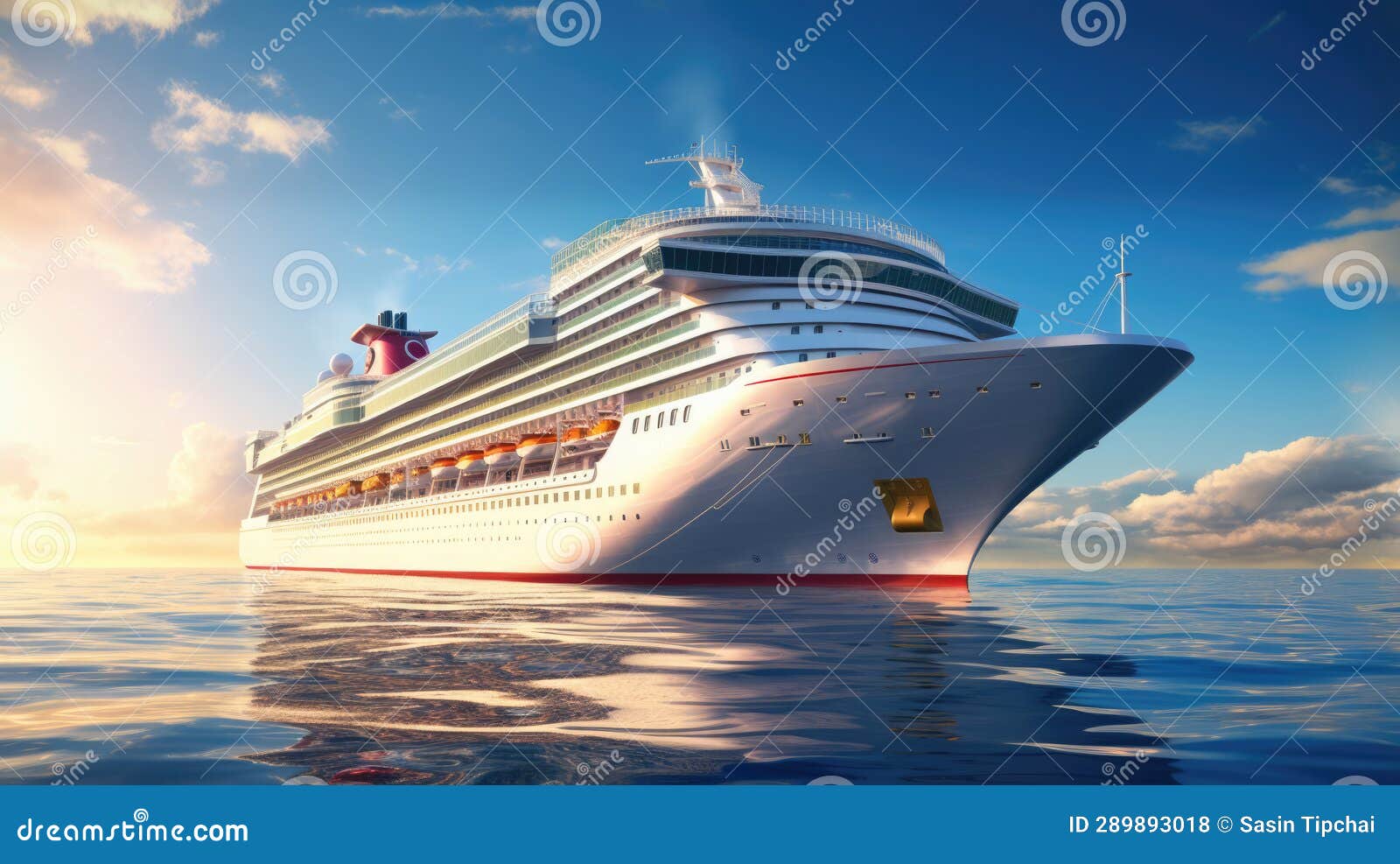 Cruise Ship Sailing in the Vast Sea Stock Photo - Image of ...