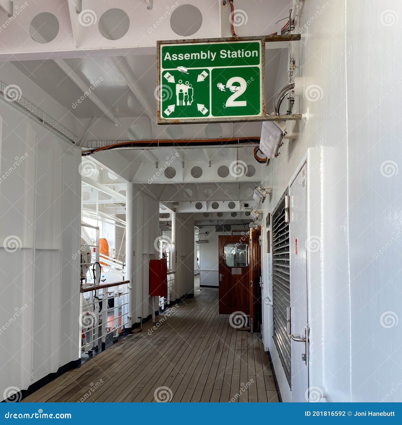 A Cruise Ship Sign Designating Where the Assembly Station is Stock ...