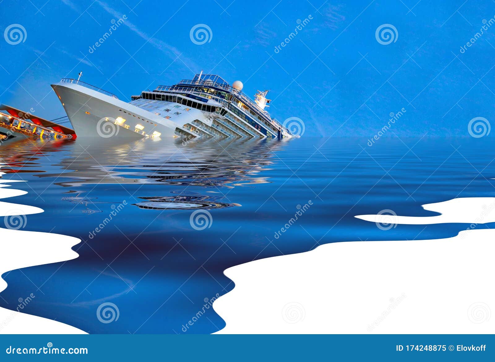 Cruise Ship Sinking in the Ocean Stock Image - Image of panic, rope ...