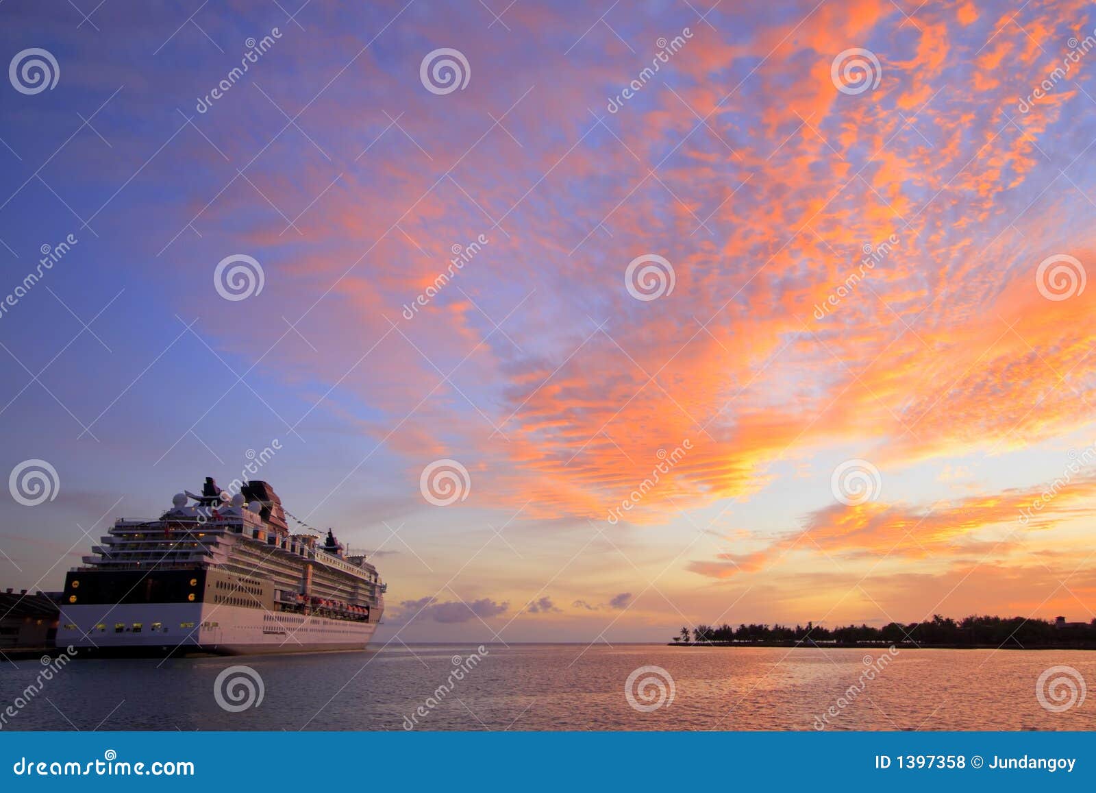 Cruise Ship at Sunset stock photo. Image of leave, holiday - 1397358