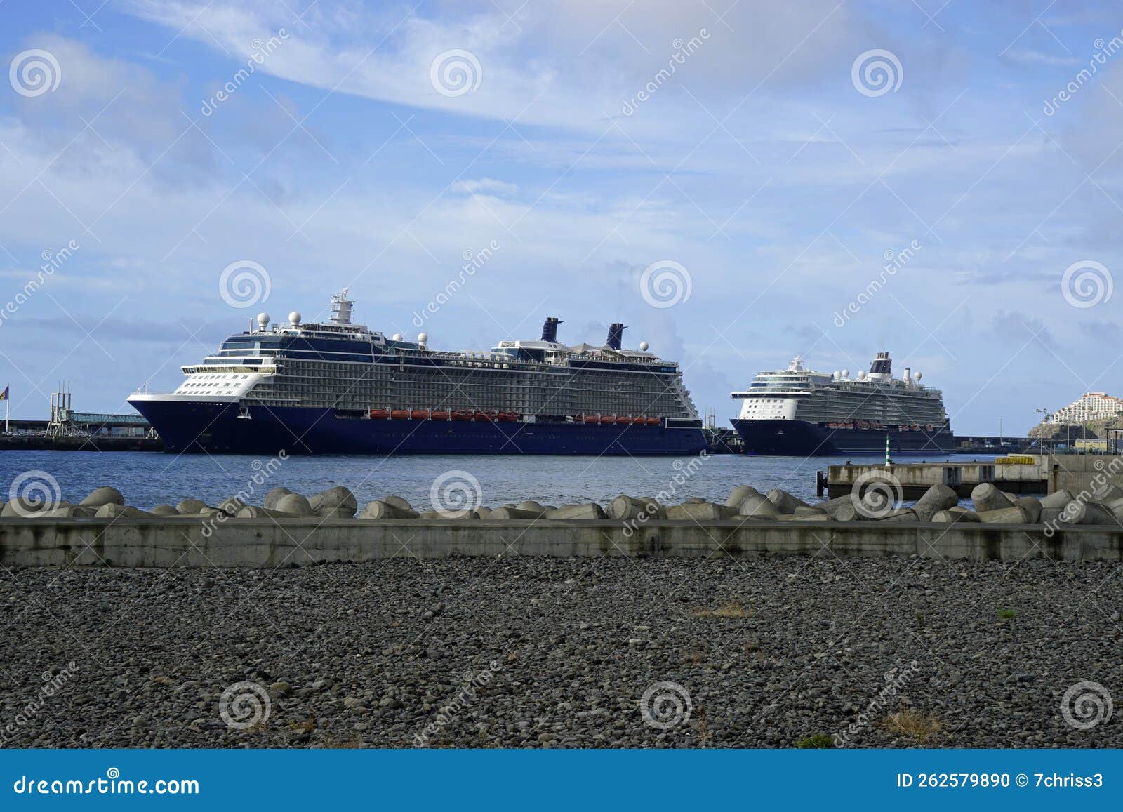 Cruise Ship in Te Harbor of Madeira Stock Photo - Image of luxury ...