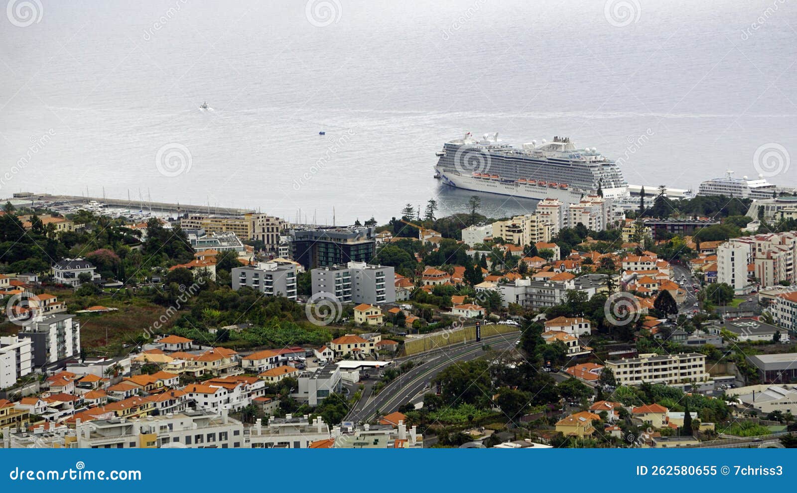 Cruise Ship in Te Harbor of Madeira Stock Image - Image of vacation ...