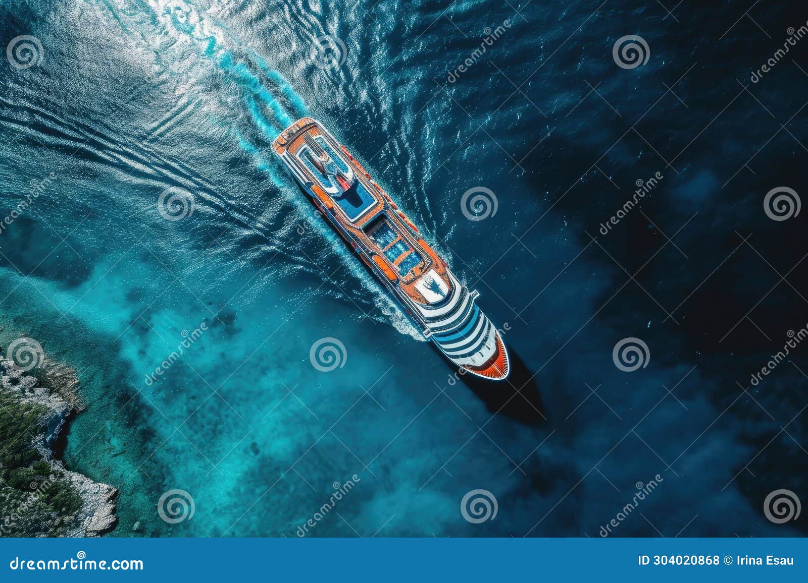Cruise Ship from Top View at Sea Stock Photo - Image of maritime ...