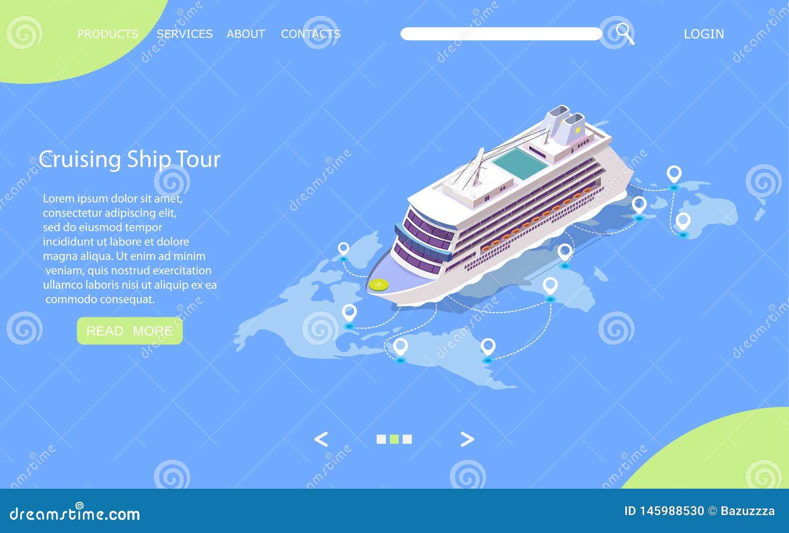 Cruise Ship Tour Vector Website Landing Page Design Template Stock ...