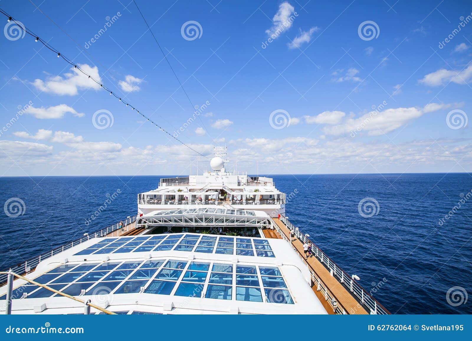Cruise Ship. Tourists Relax and Take a Sun Bath on the Upper Dec Stock ...