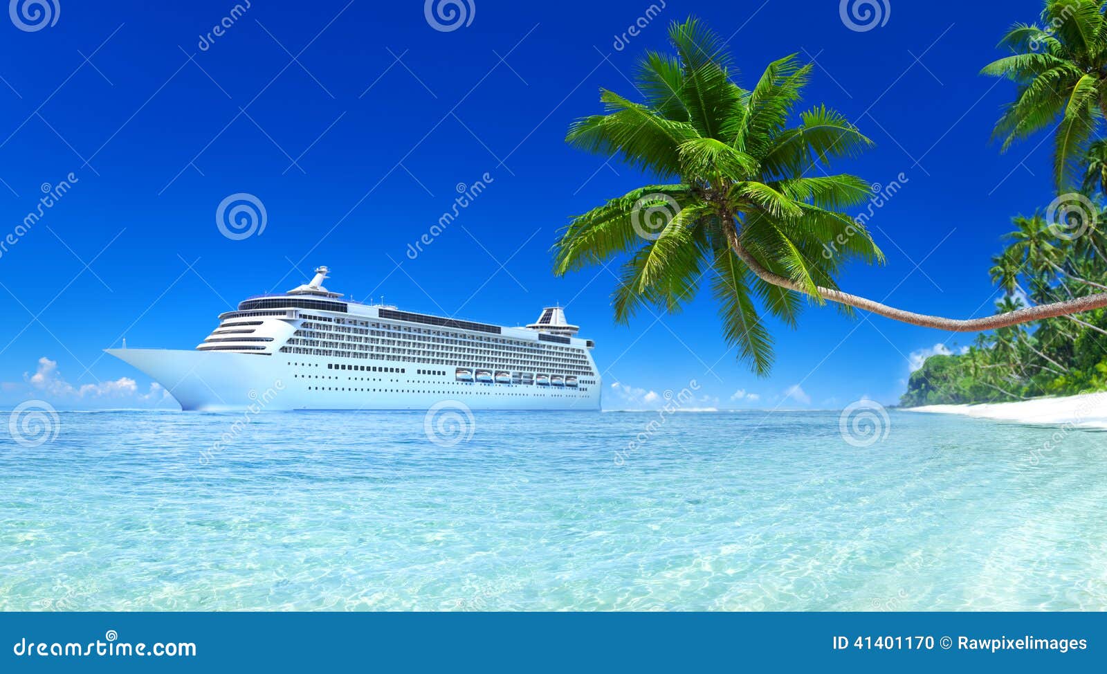 Tropical Beach With Volcano On Background Stock Photography ...