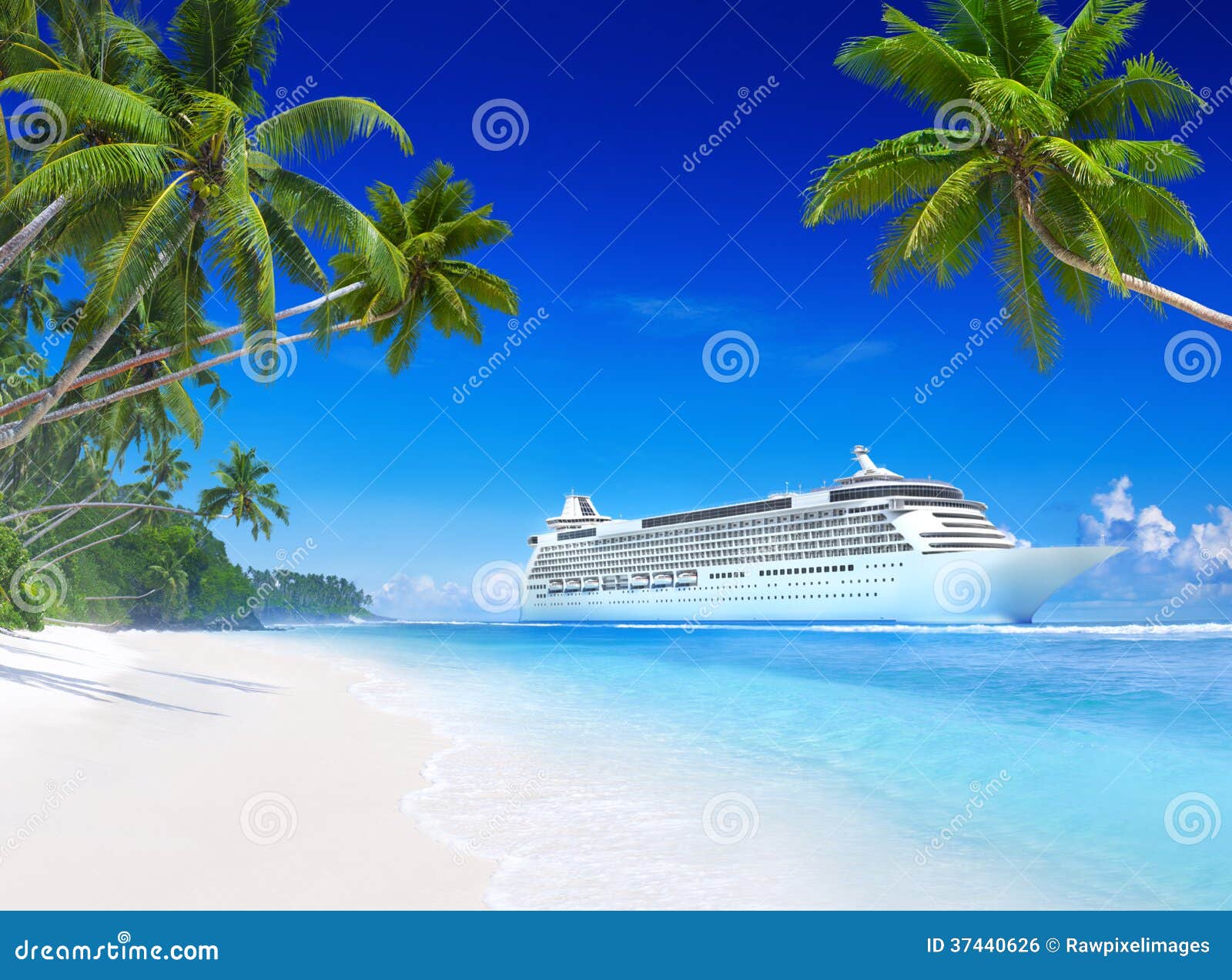 Cruise Ship in Tropical Waters Stock Photo - Image of people ...