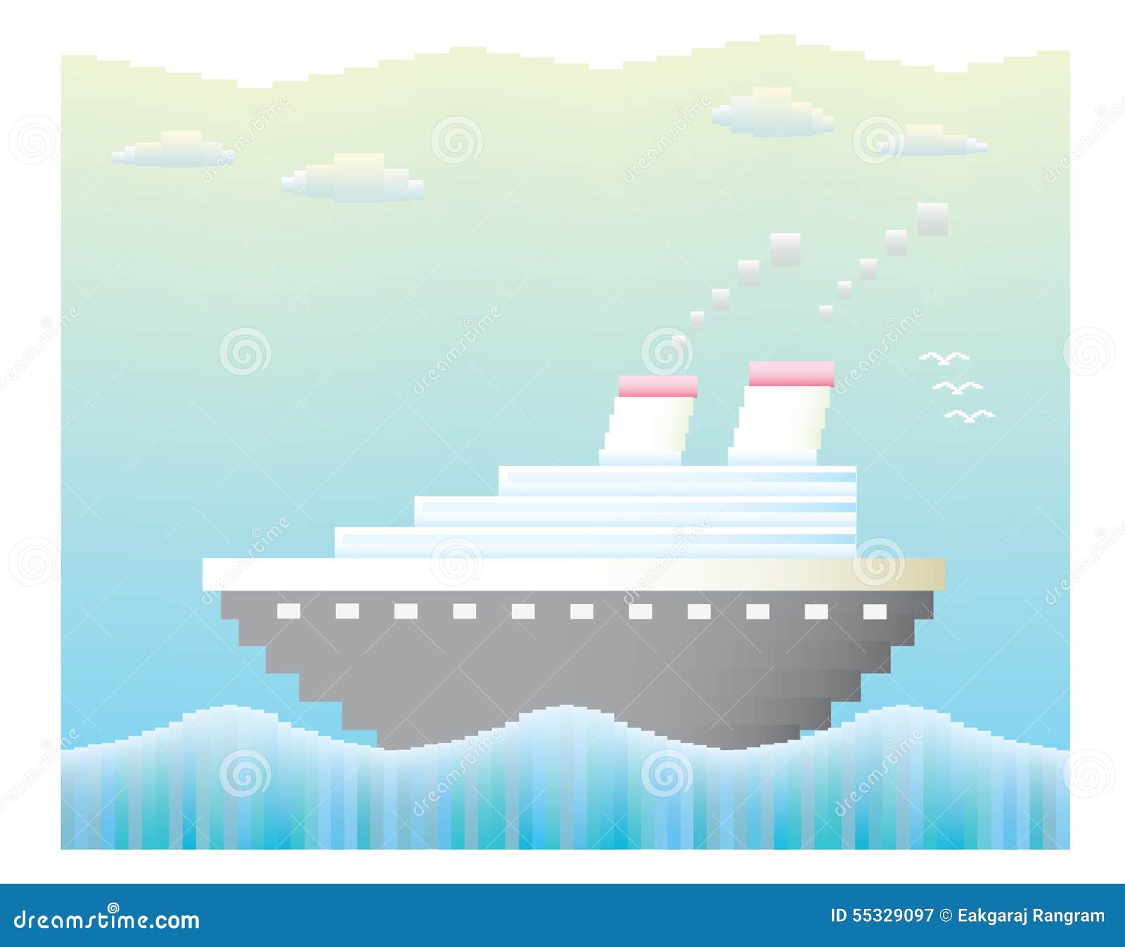 Pixel Art Of Cruise Ship Travel Vector Illustration | CartoonDealer.com ...