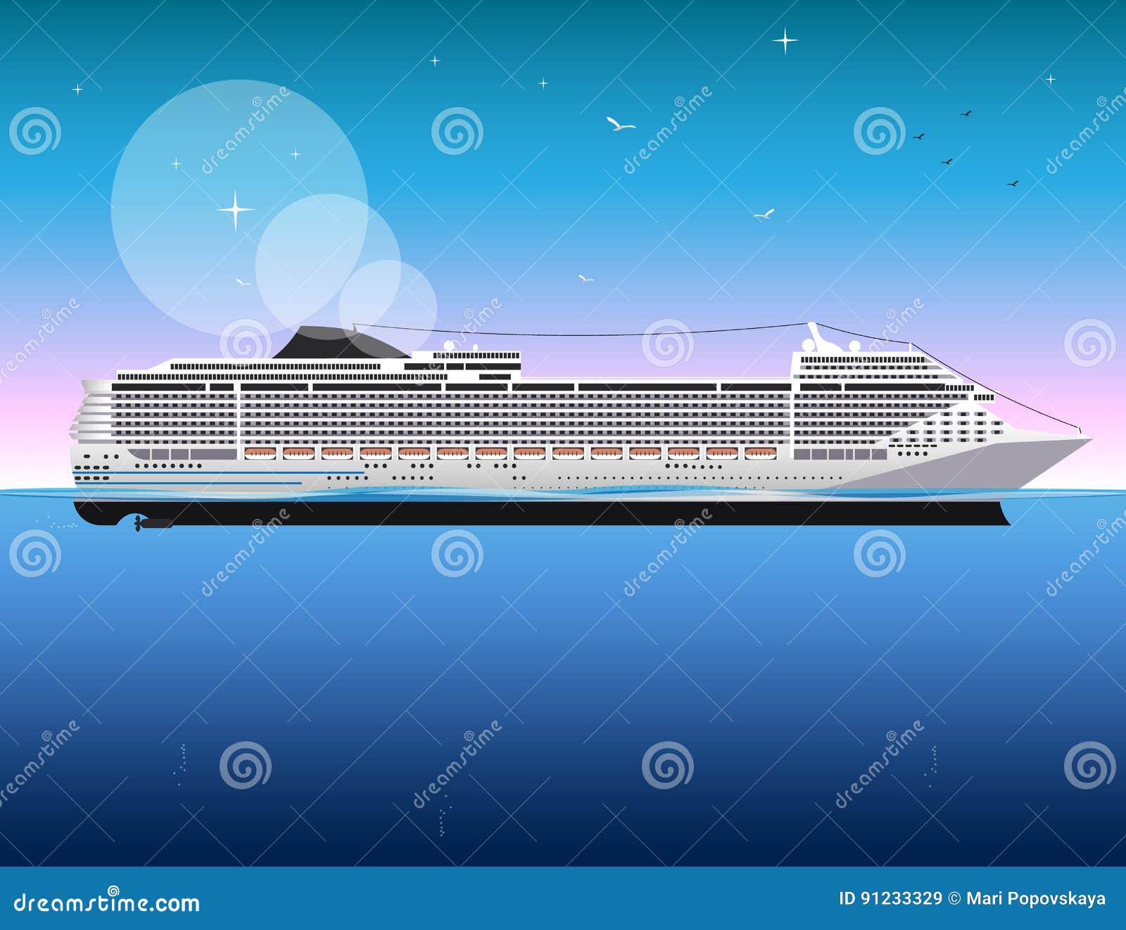 Cruise Ship Vector Illustration. Stock Vector - Illustration of ...