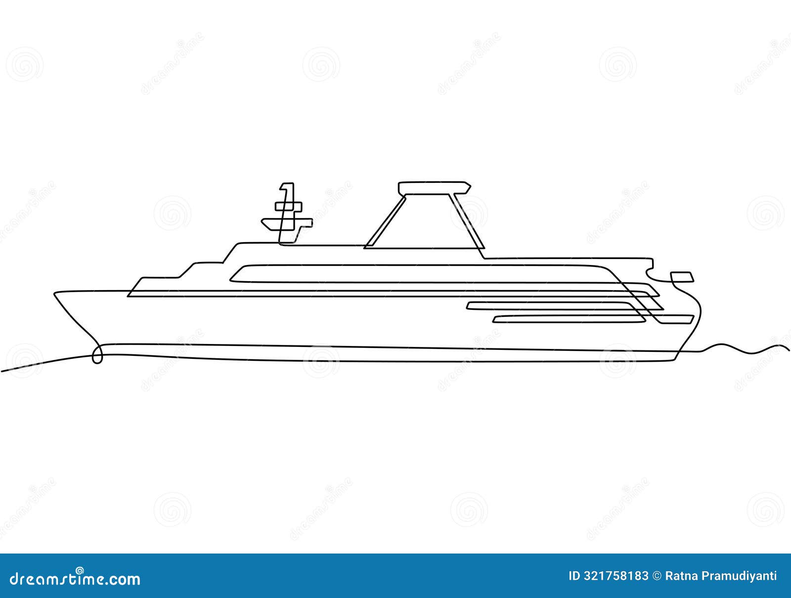 Cruise Ship Vector. One Line Art Drawing Stock Vector - Illustration of ...