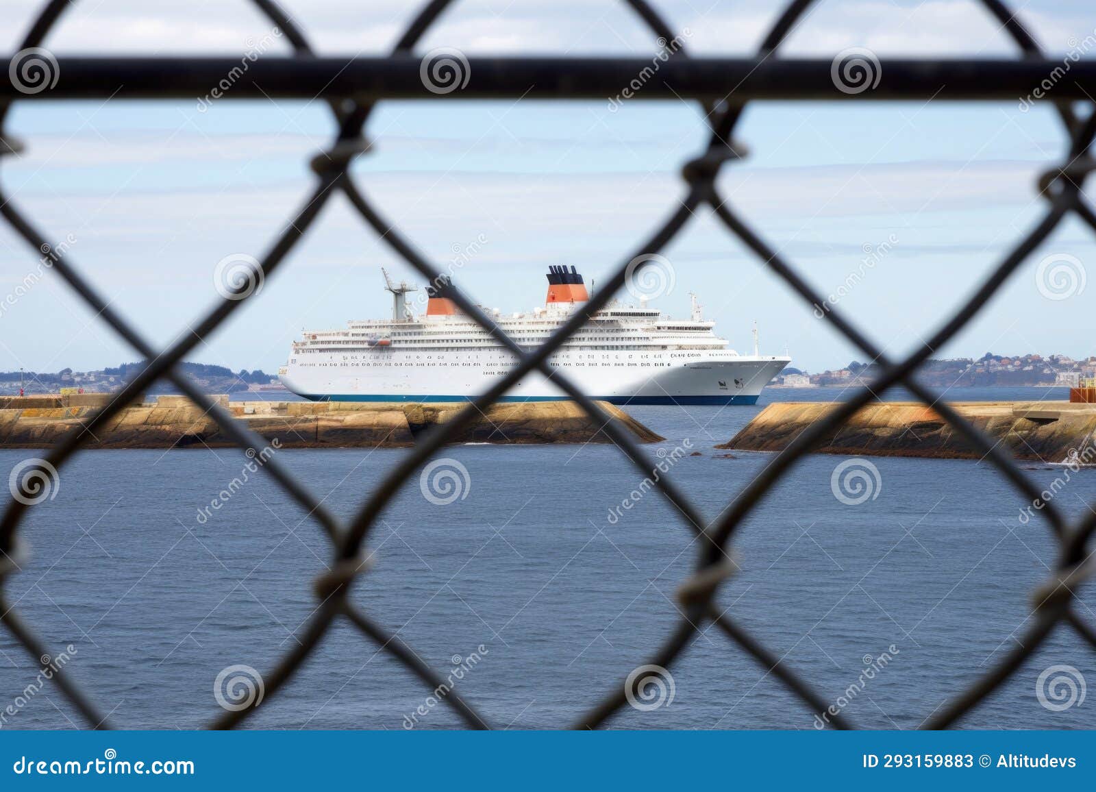 Cruise Ship Viewed through Prison Bars Stock Illustration ...