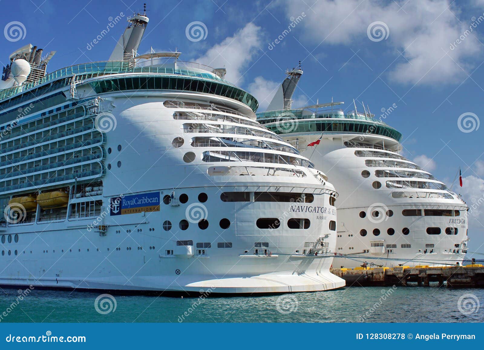 Cruise ships at a pier editorial stock photo. Image of maya - 128308278