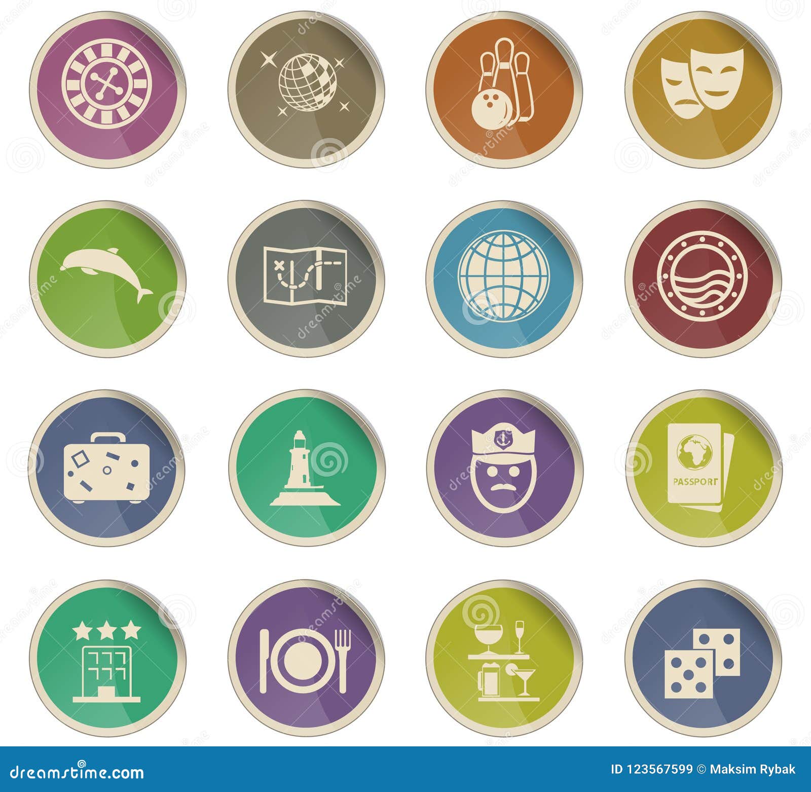 Cruise icon set stock vector. Illustration of icon, cruise - 123567599