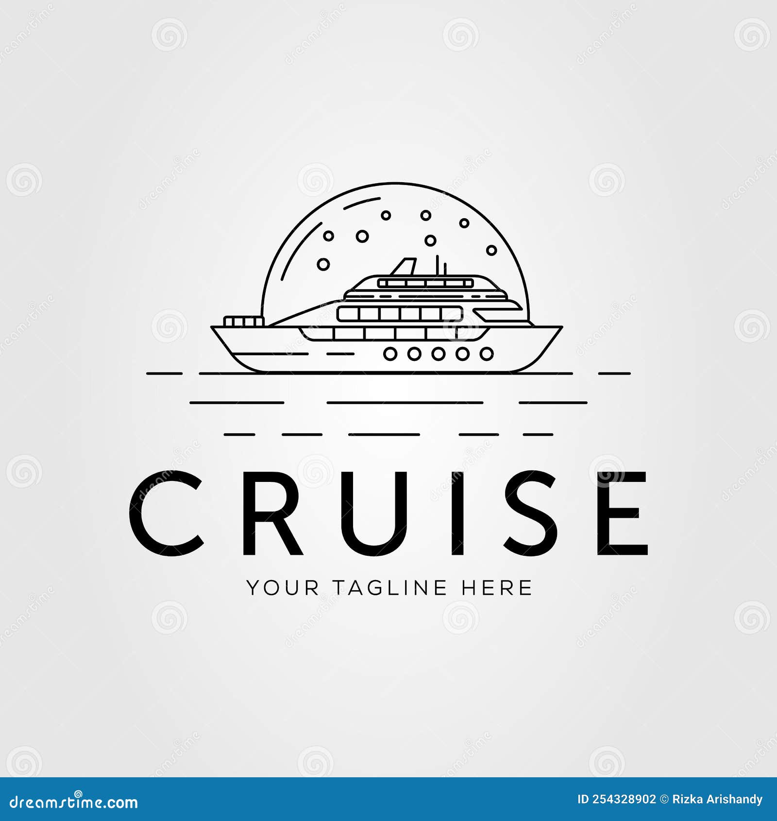 Cruise or Yacht or Ship on Ocean Logo Vector Illustration Design Stock ...