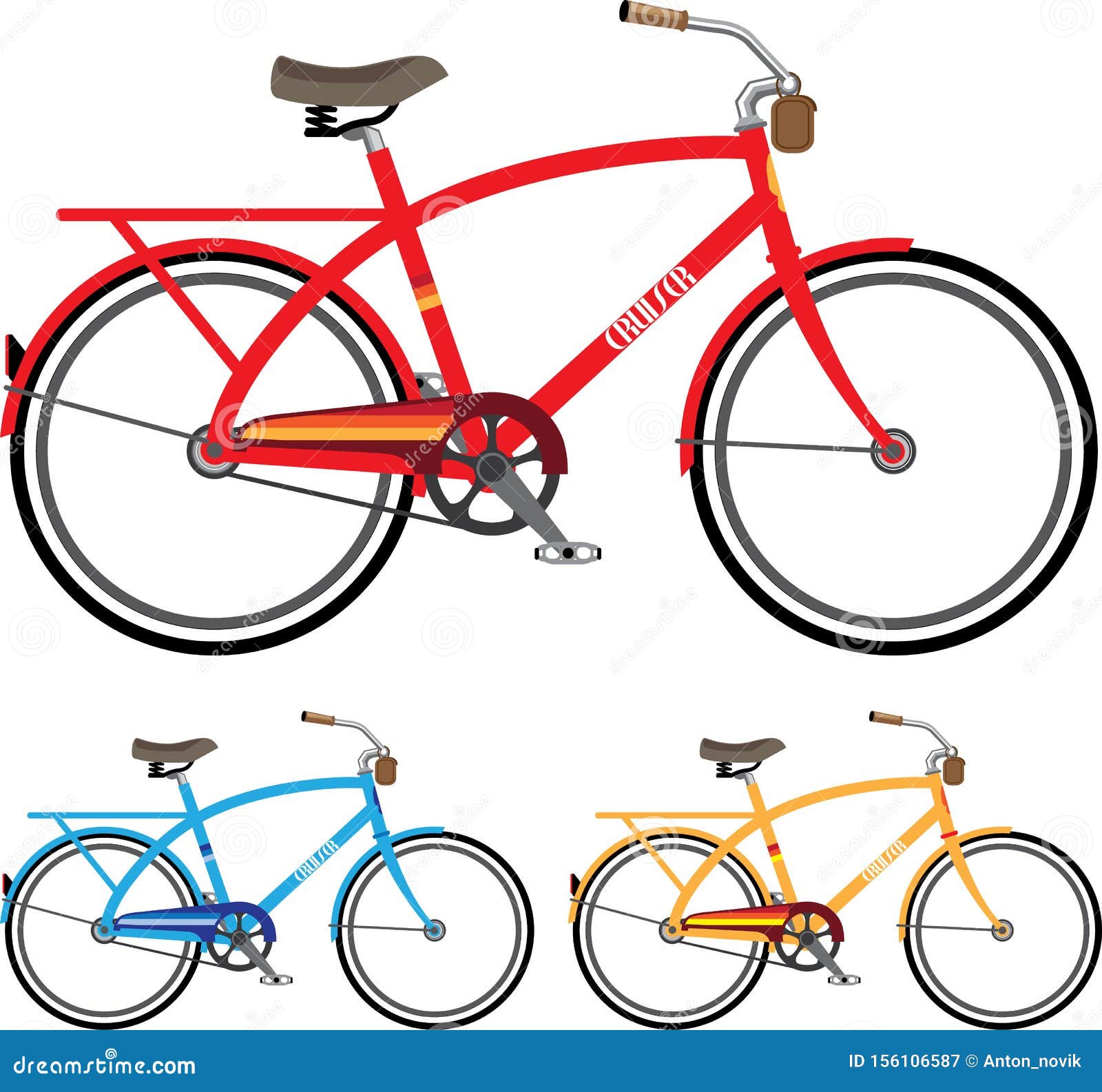Cruiser bicycle vector stock vector. Illustration of tires - 156106587