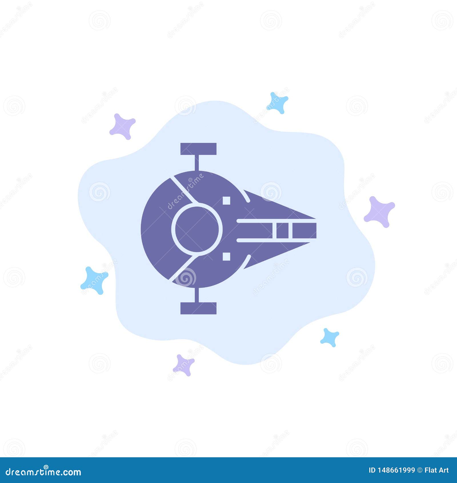 Cruiser, Fighter, Interceptor, Ship, Spacecraft Blue Icon on Abstract ...