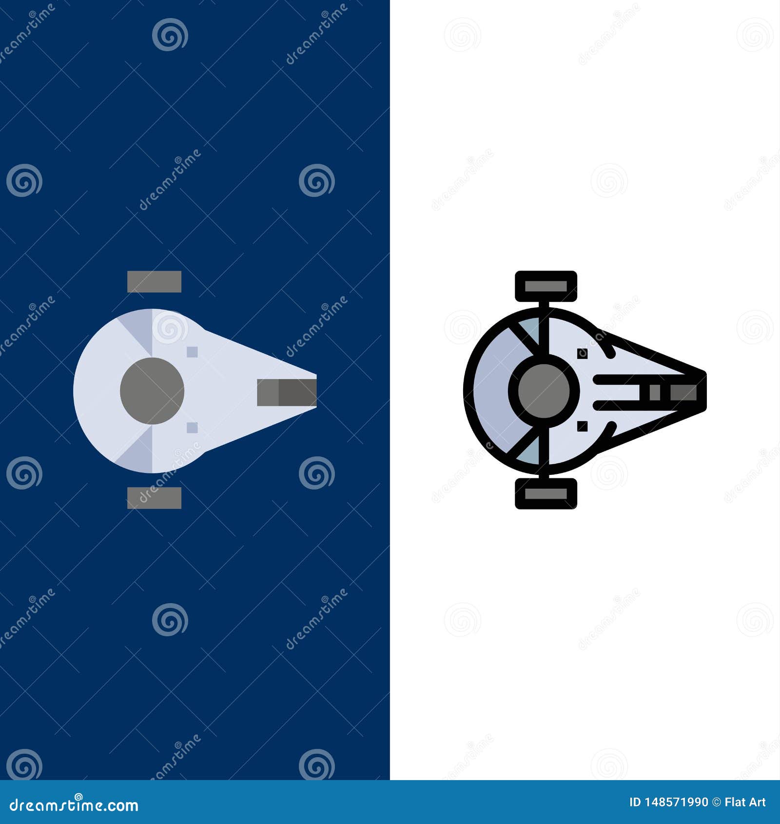 Cruiser, Fighter, Interceptor, Ship, Spacecraft Icons. Flat And Line ...