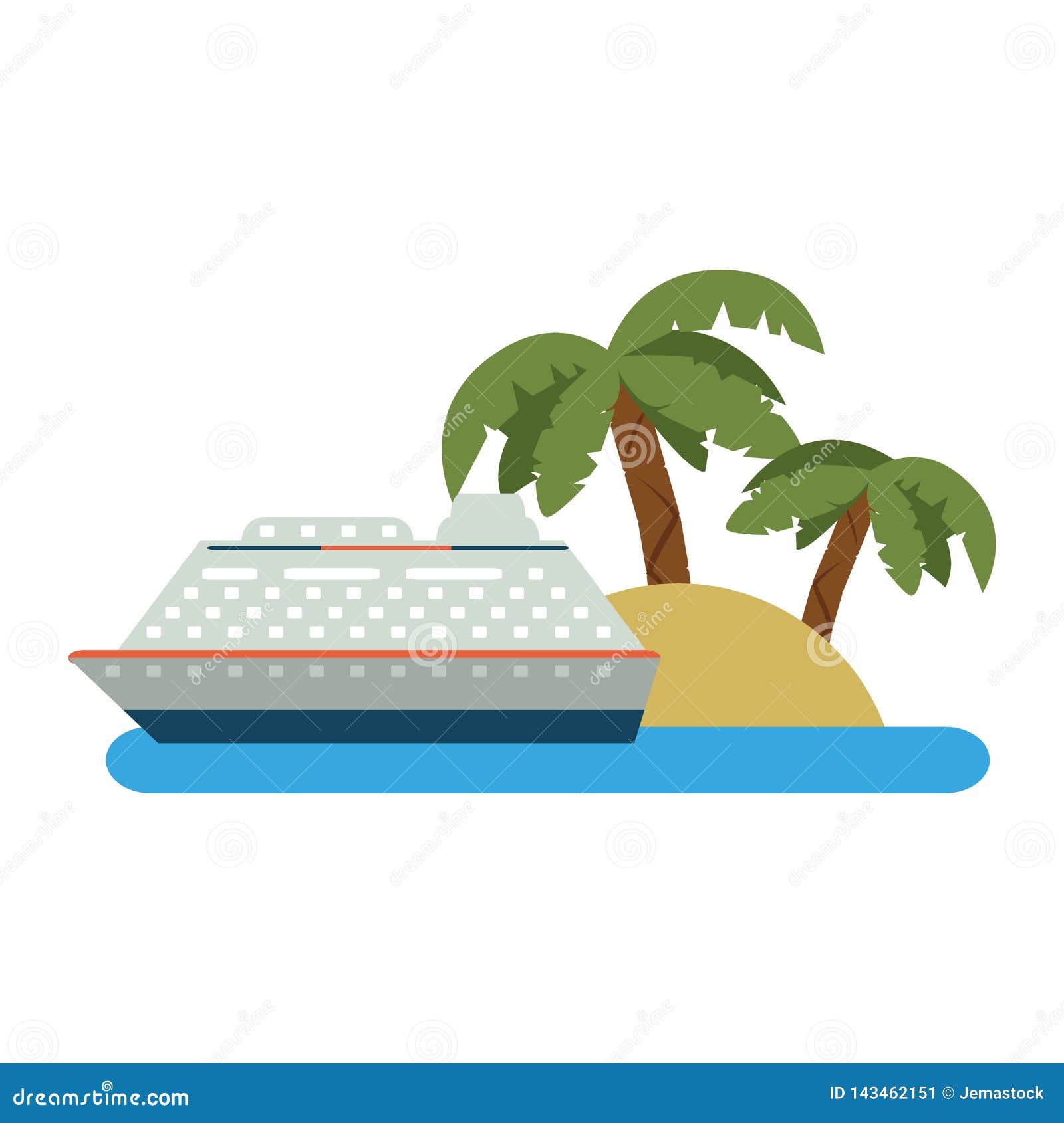 Cruiser on island stock vector. Illustration of blue - 143462151