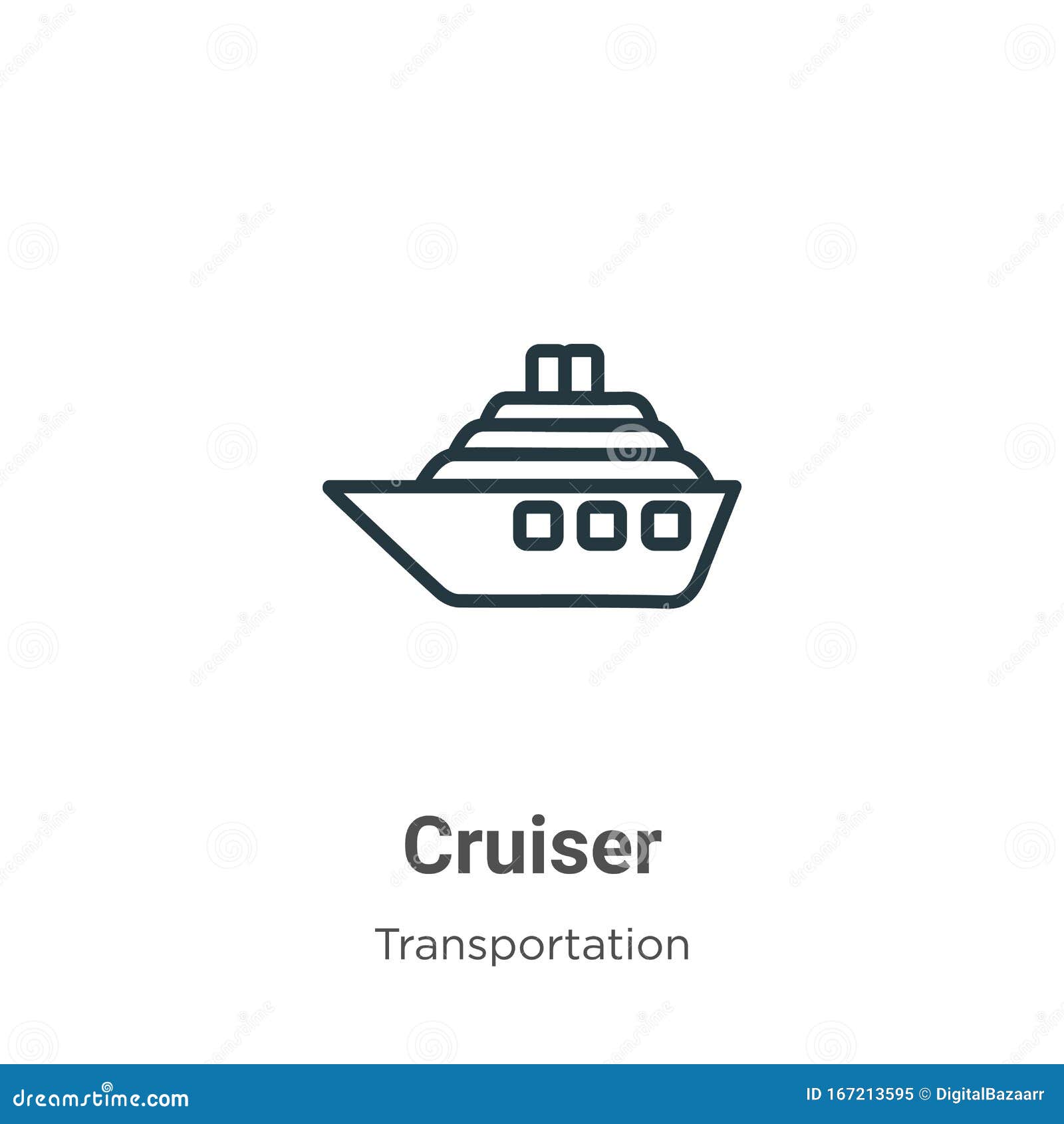 Cruiser Outline Vector Icon. Thin Line Black Cruiser Icon, Flat Vector ...