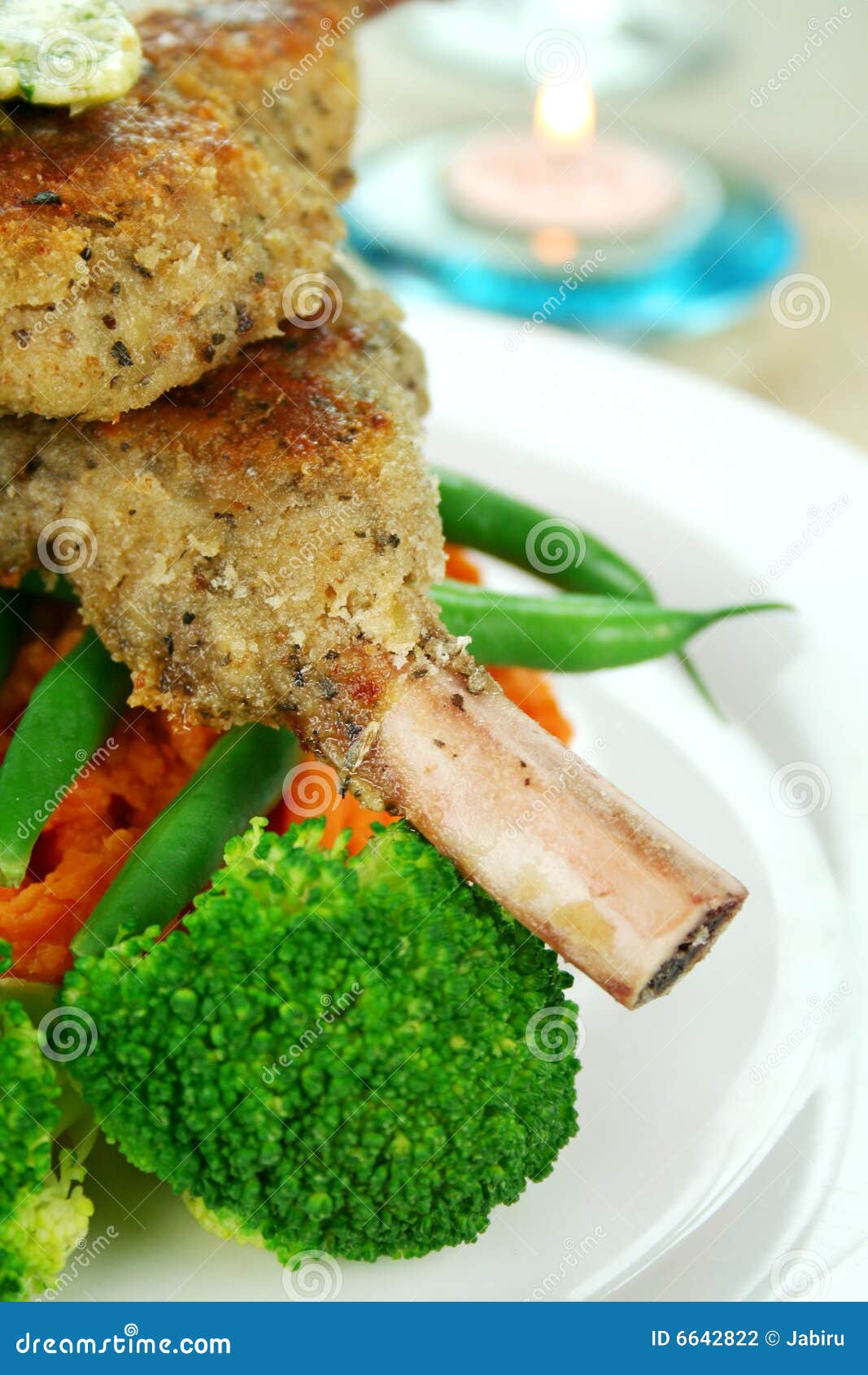 Crumbed Lamb Cutlets stock photo. Image of meat, green - 6642822