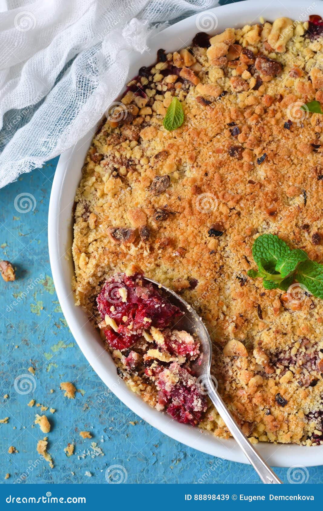 Crumble with Cherries and Almonds Stock Image - Image of homemade ...
