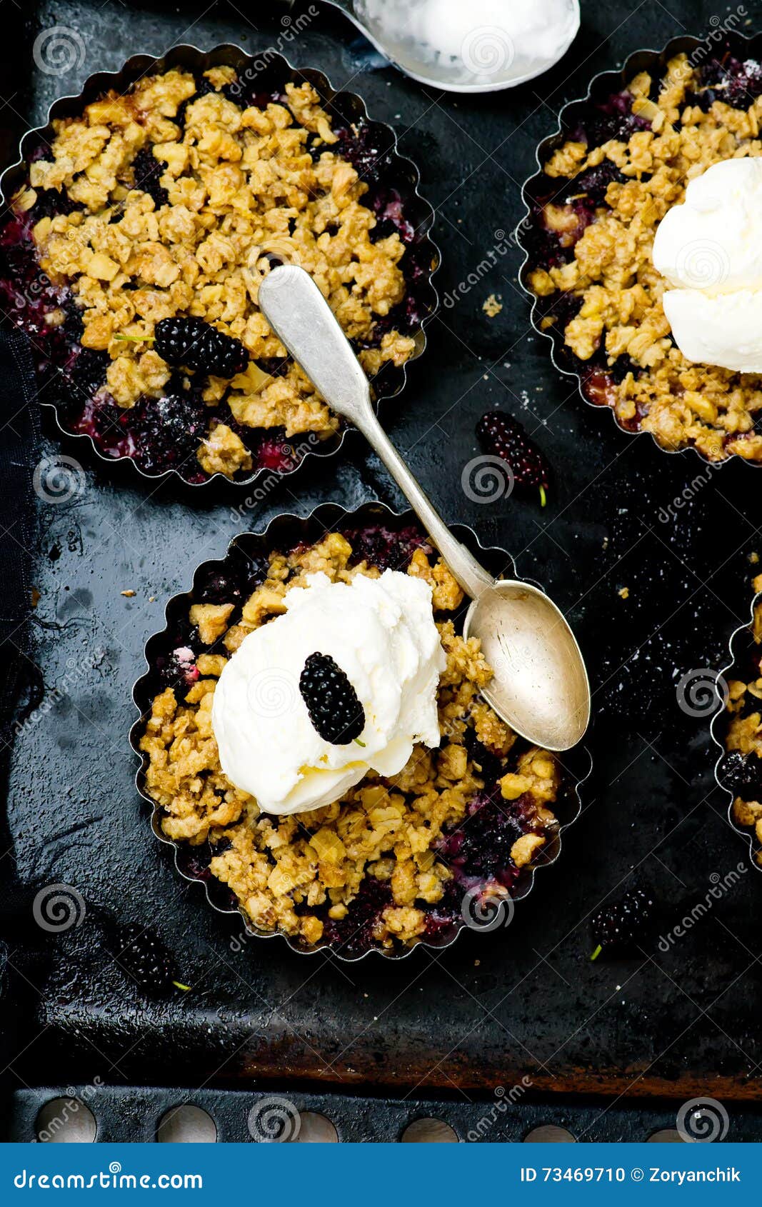 Crumble with a Mulberry. Style Vintage Stock Photo - Image of portion ...