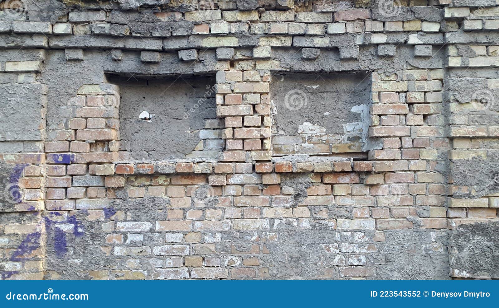 Crumbled Bricks in Brickwork. Vintage Background for Site Stock Photo ...