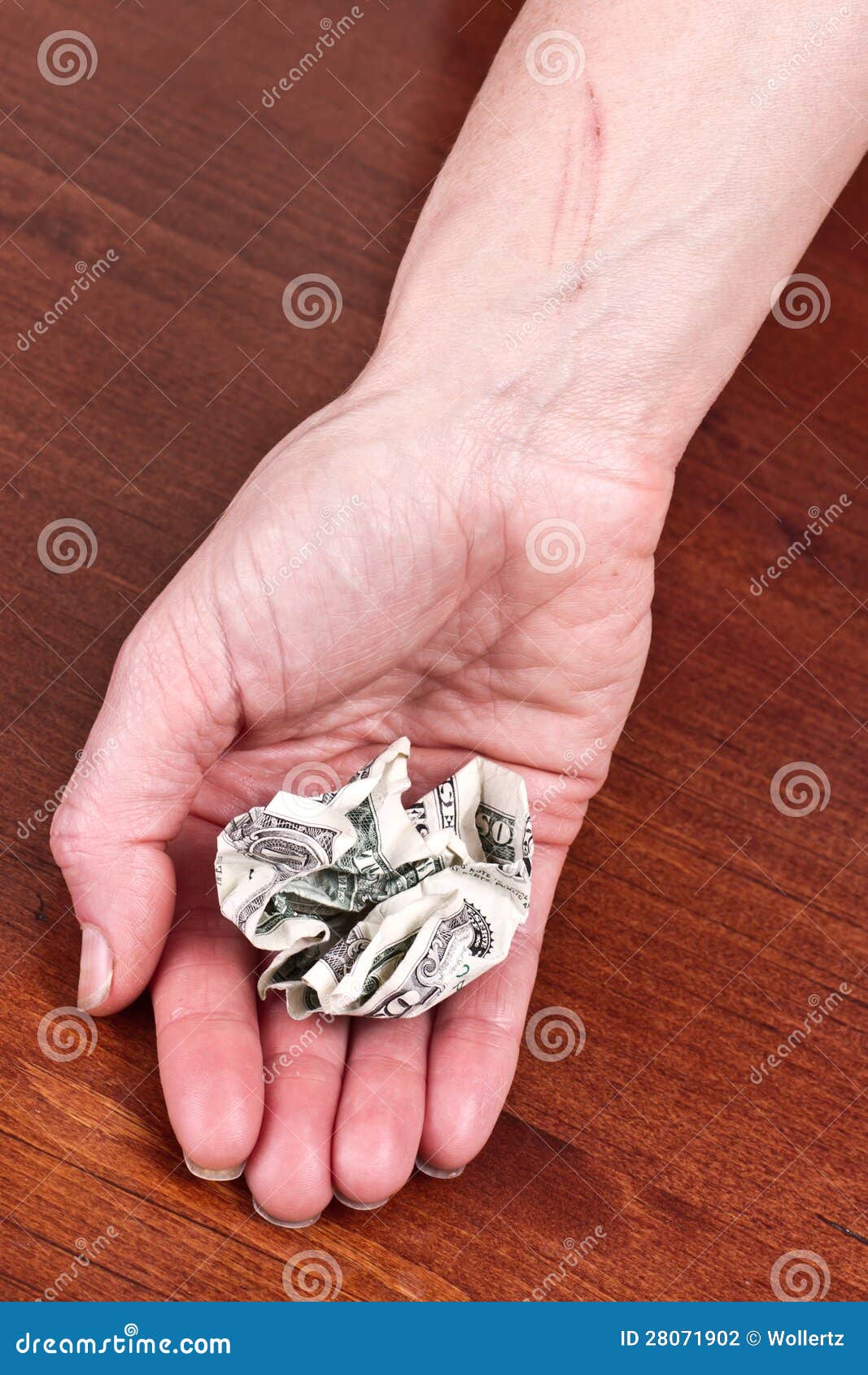 Crumbled dollar bill stock photo. Image of grab, money - 28071902