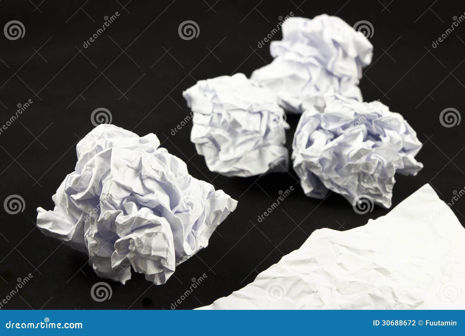 Crumbled Paper ball stock photo. Image of heap, full - 30688672