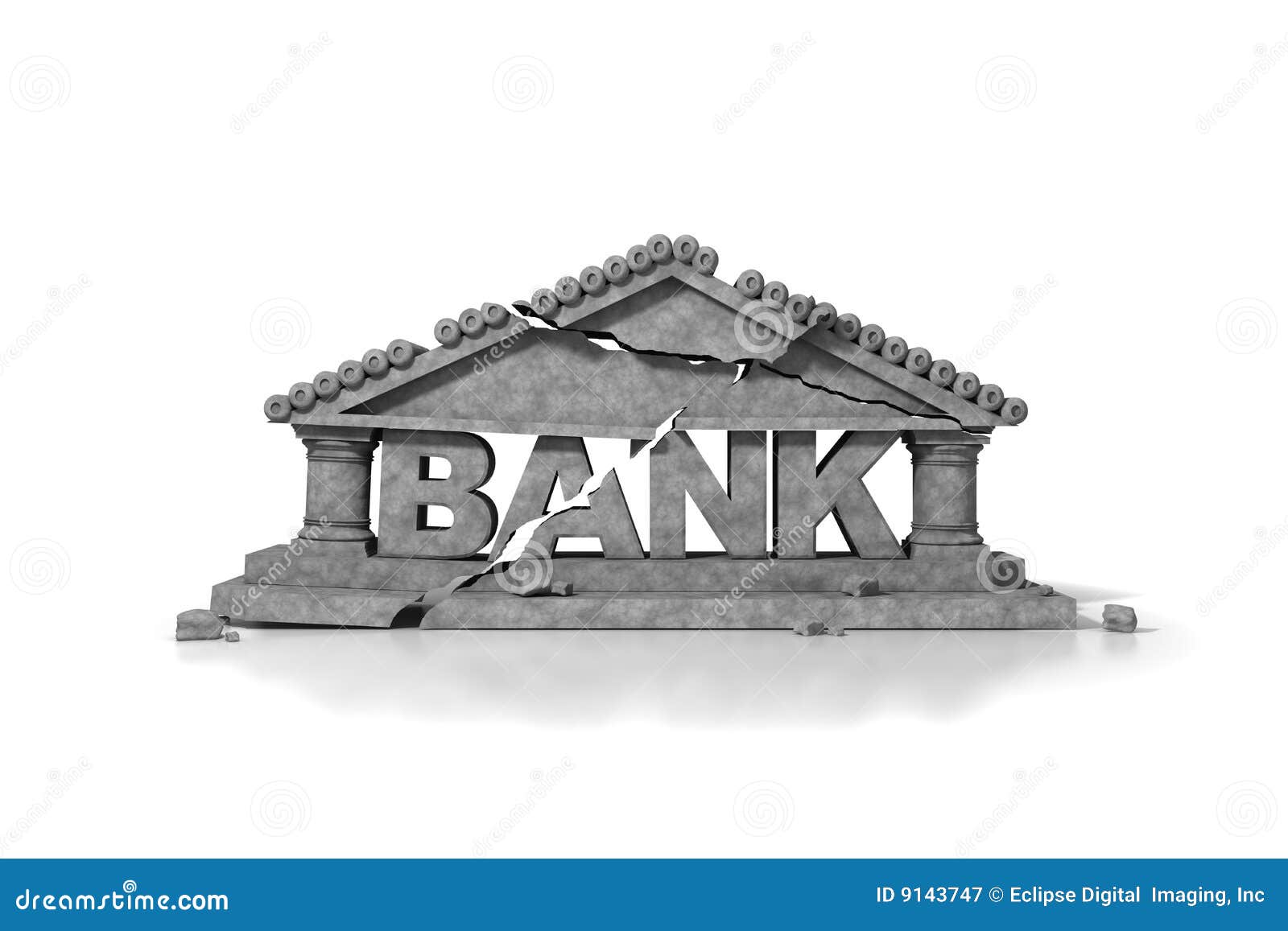 Crumbling Bank Text with Cracks Stock Illustration - Illustration of ...