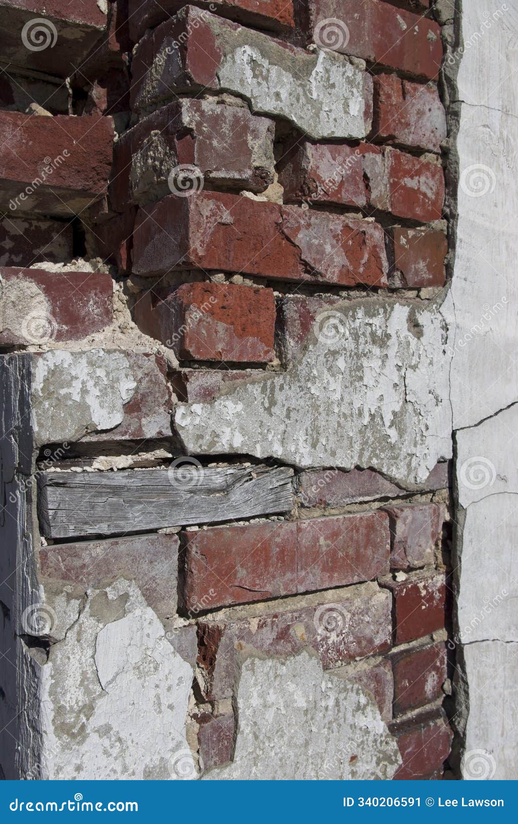 Crumbling brick and stucco stock image. Image of architectural - 340206591